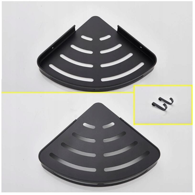 Raft de perete pentru baie, Aluminiu, negru, 31 x 23 x 6 cm - eMAG.ro