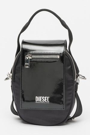 Diesel, Geanta crossbody cu garnitura de piele lacuita Jackie, Negru ...