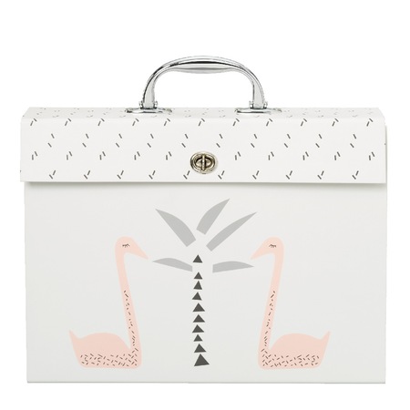 Dosar tip servieta pentru desene/lucrari, Fresk, Model lebede roz ...