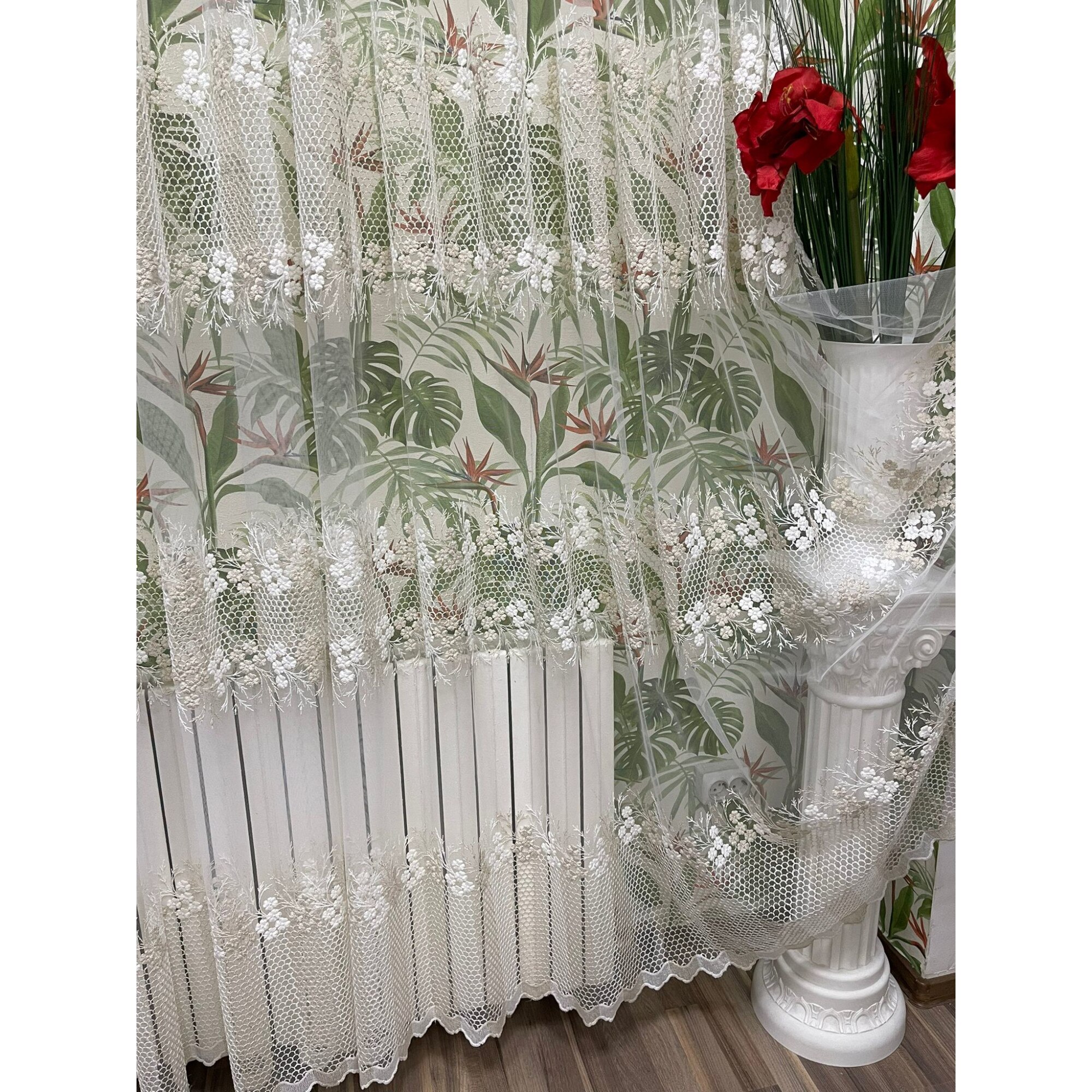 Fehér függöny 300x245cm "Micsunele" hímzéssel, Liz Line rejance ...