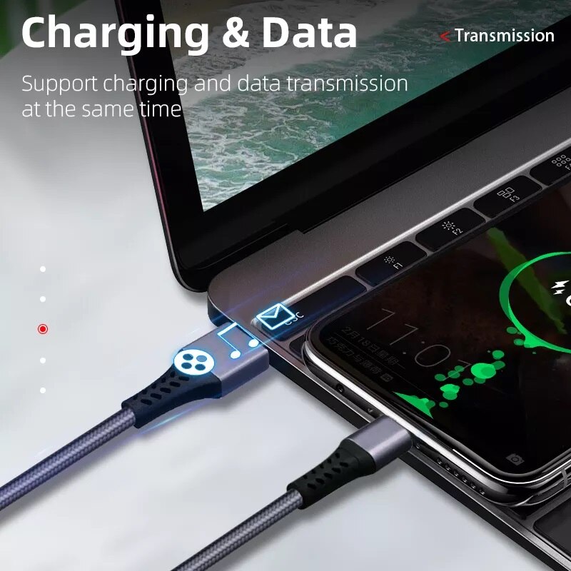 Cablu de incarcare si transfer de date Fast Charge 3A, USB - USBC, 2 ...