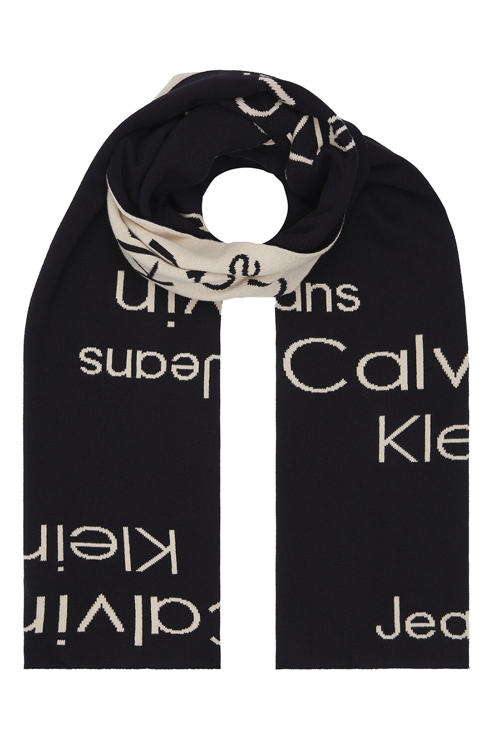 CALVIN KLEIN JEANS, Fular circular de bumbac organic cu model logo ...