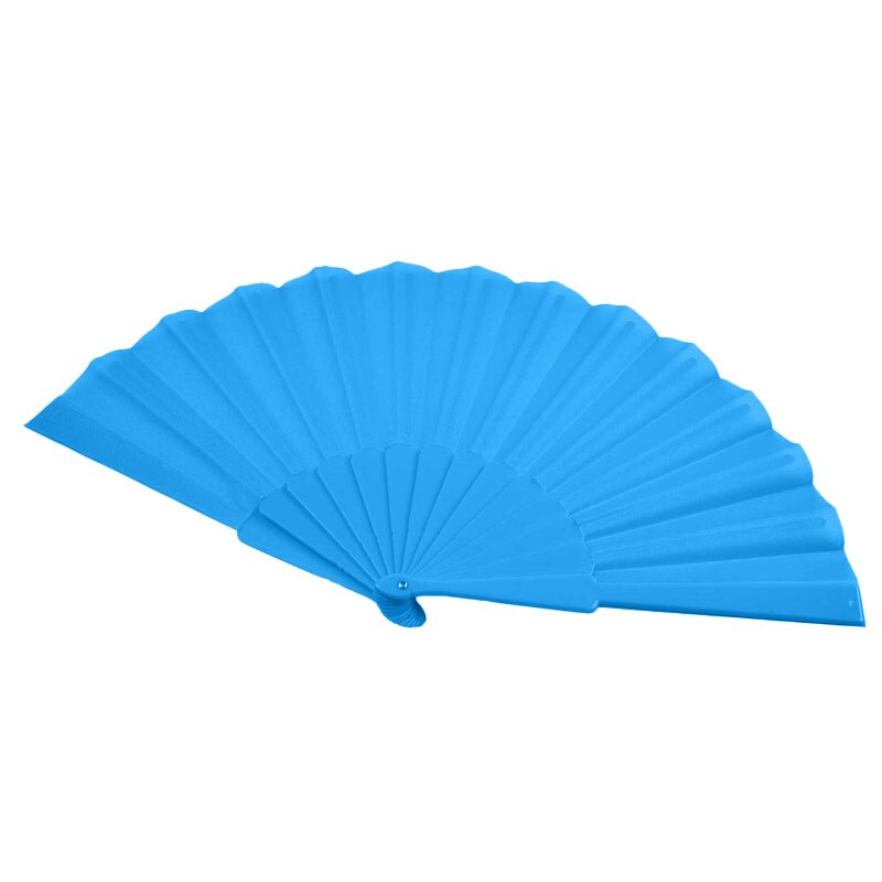 Evantai albastru, cu maner din plastic, pliabil, impachetat in cutie ...