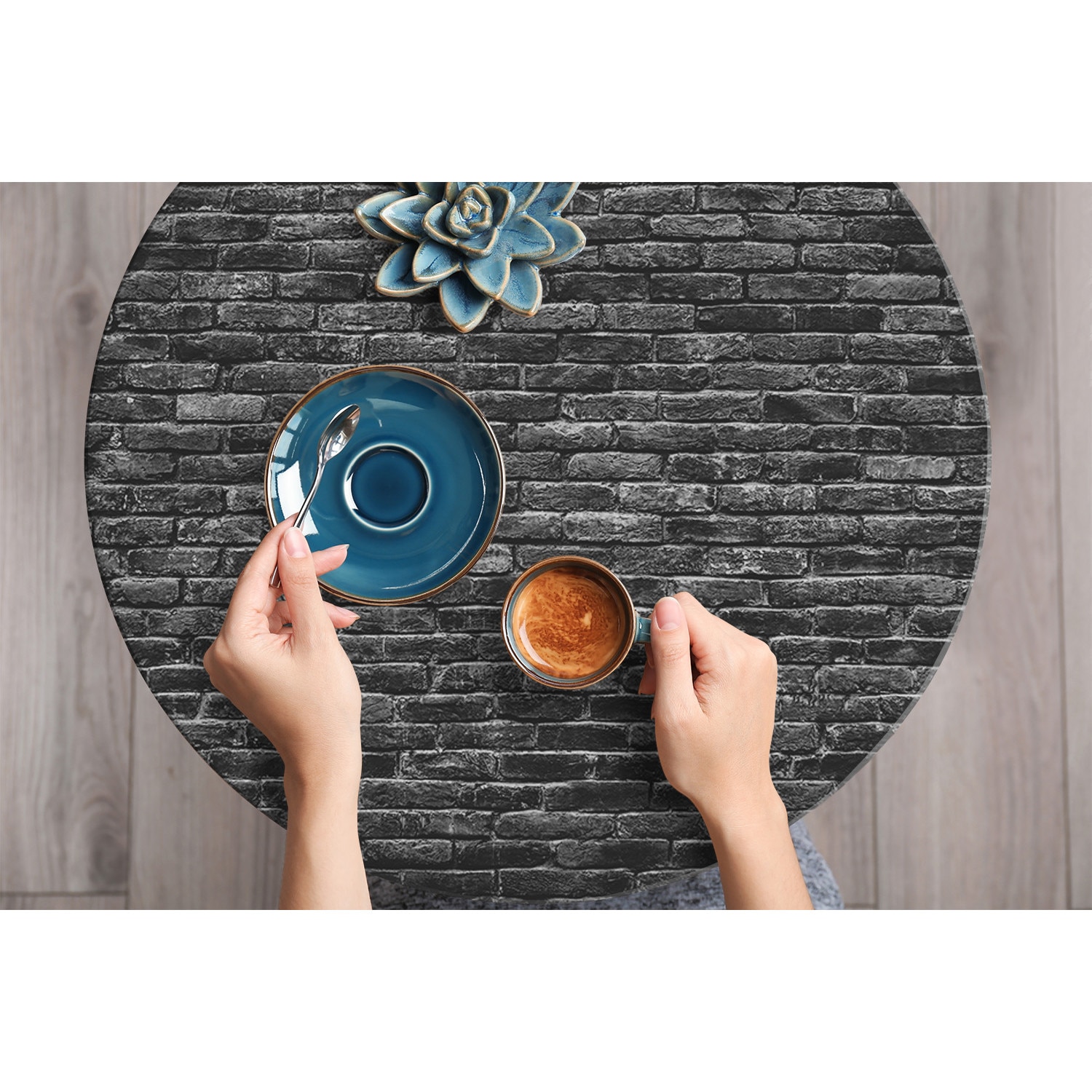 Folie decorativa autoadeziva PVC, Caramida neagra, Negru, 100 cm x 50 ...