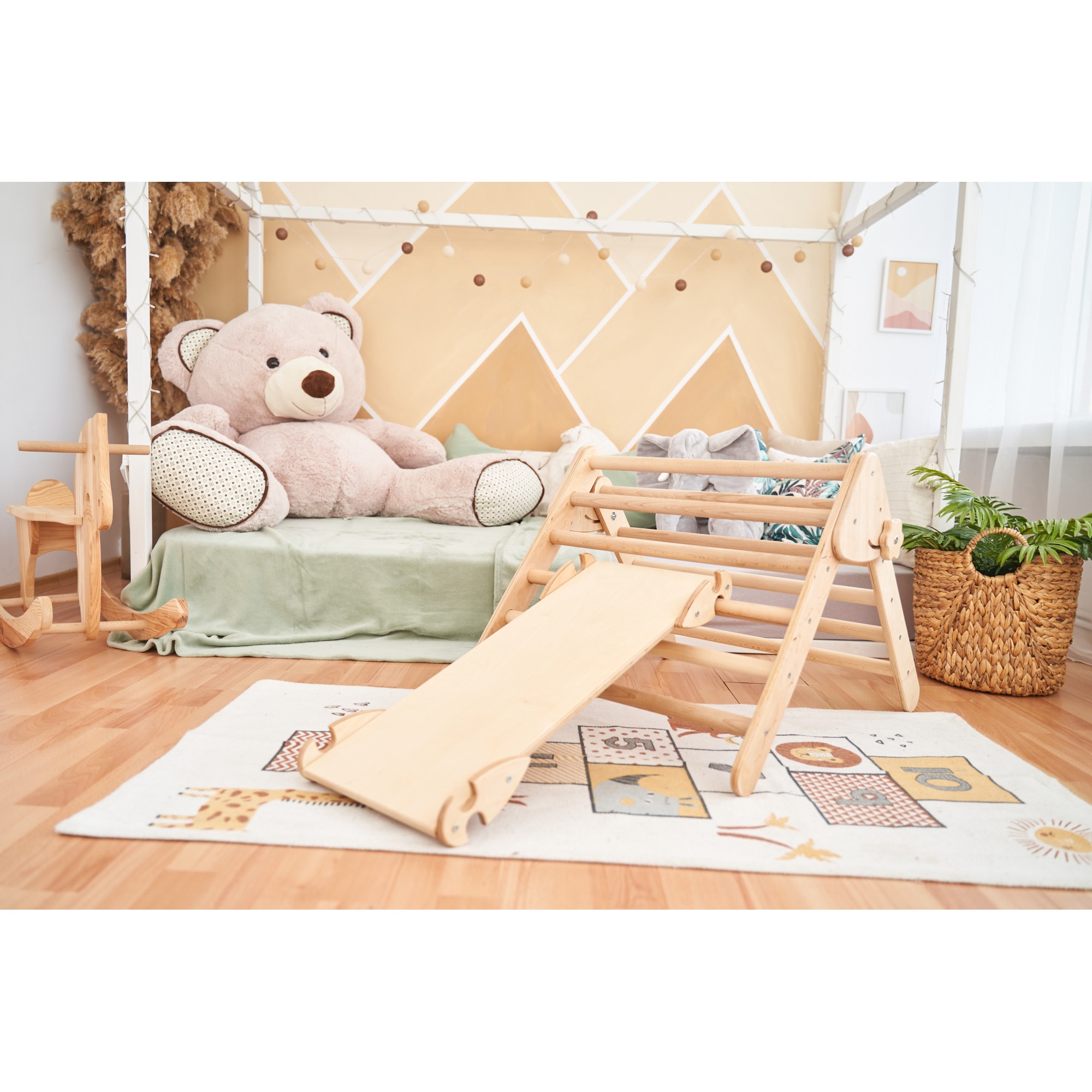 Set de catarare mic 2 in 1, Triunghi Pikler cu Rampa de Catarare ...