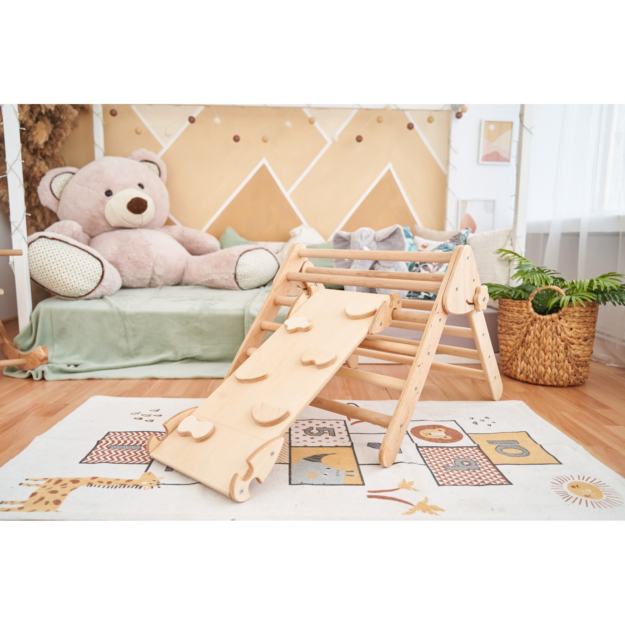 Set de catarare mic 2 in 1, Triunghi Pikler cu Rampa de Catarare ...