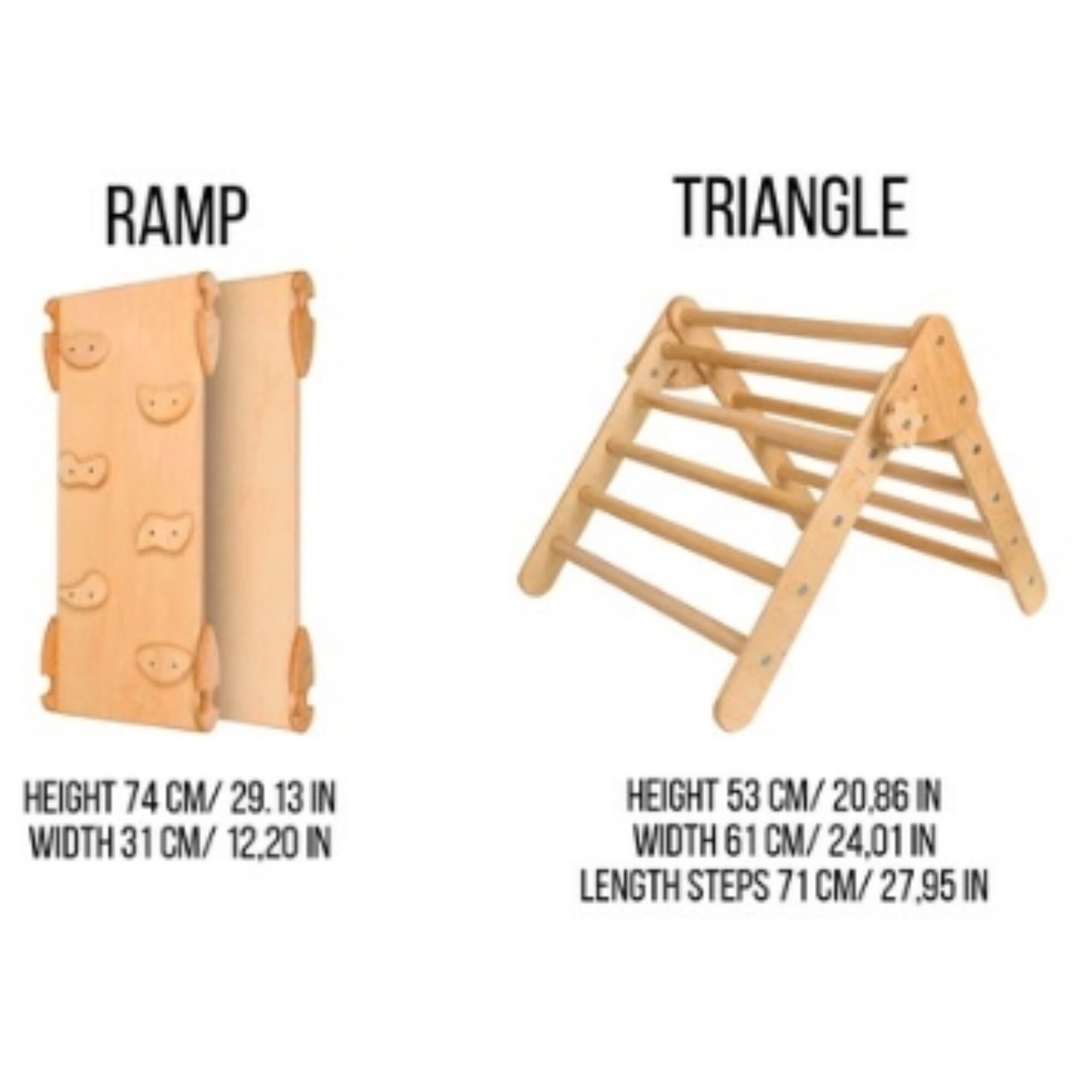 Set de catarare mic 2 in 1, Triunghi Pikler cu Rampa de Catarare ...