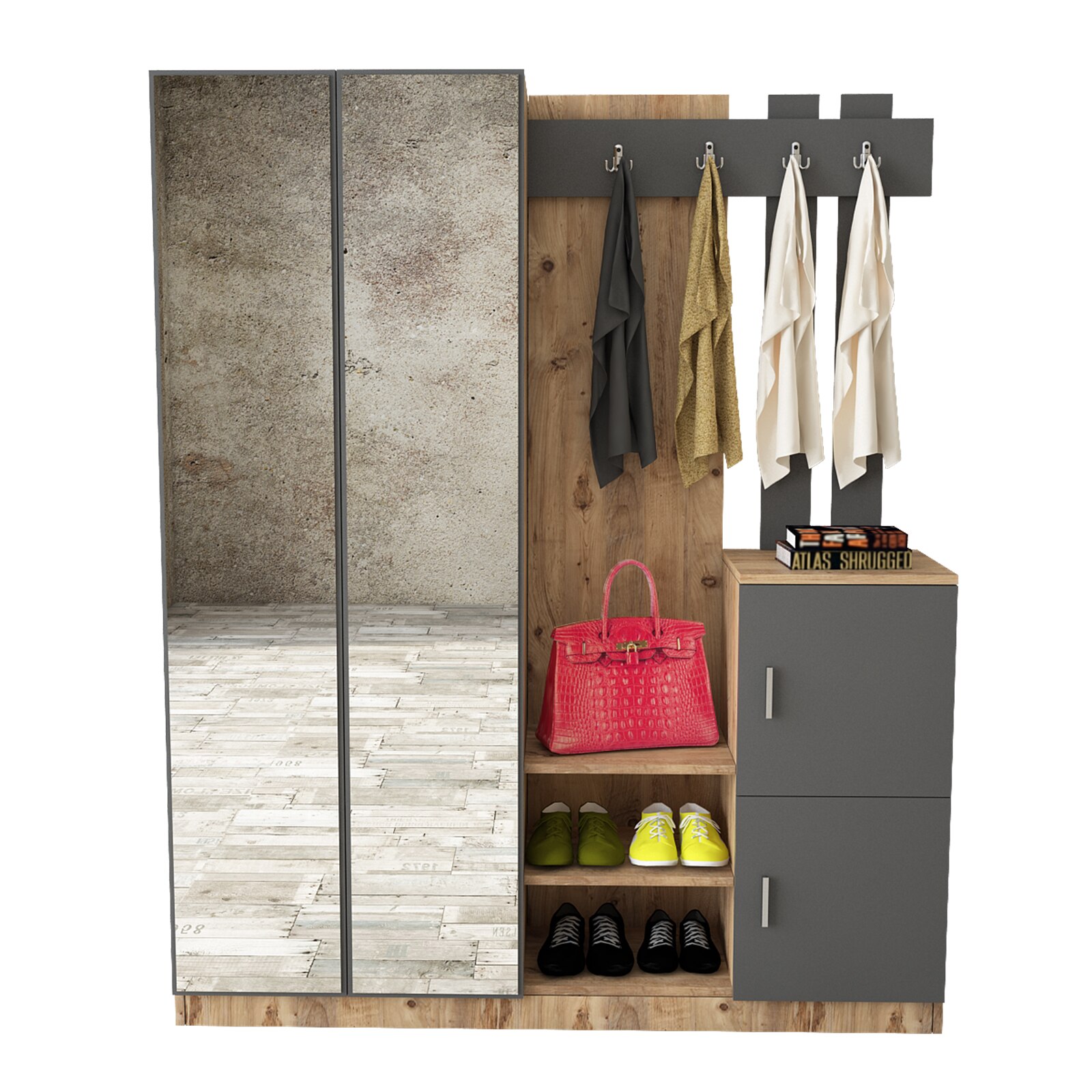 Cuier Industrial Work Art Deco, H 180 x L 147 x l 35, PAL 18mm, Pin ...