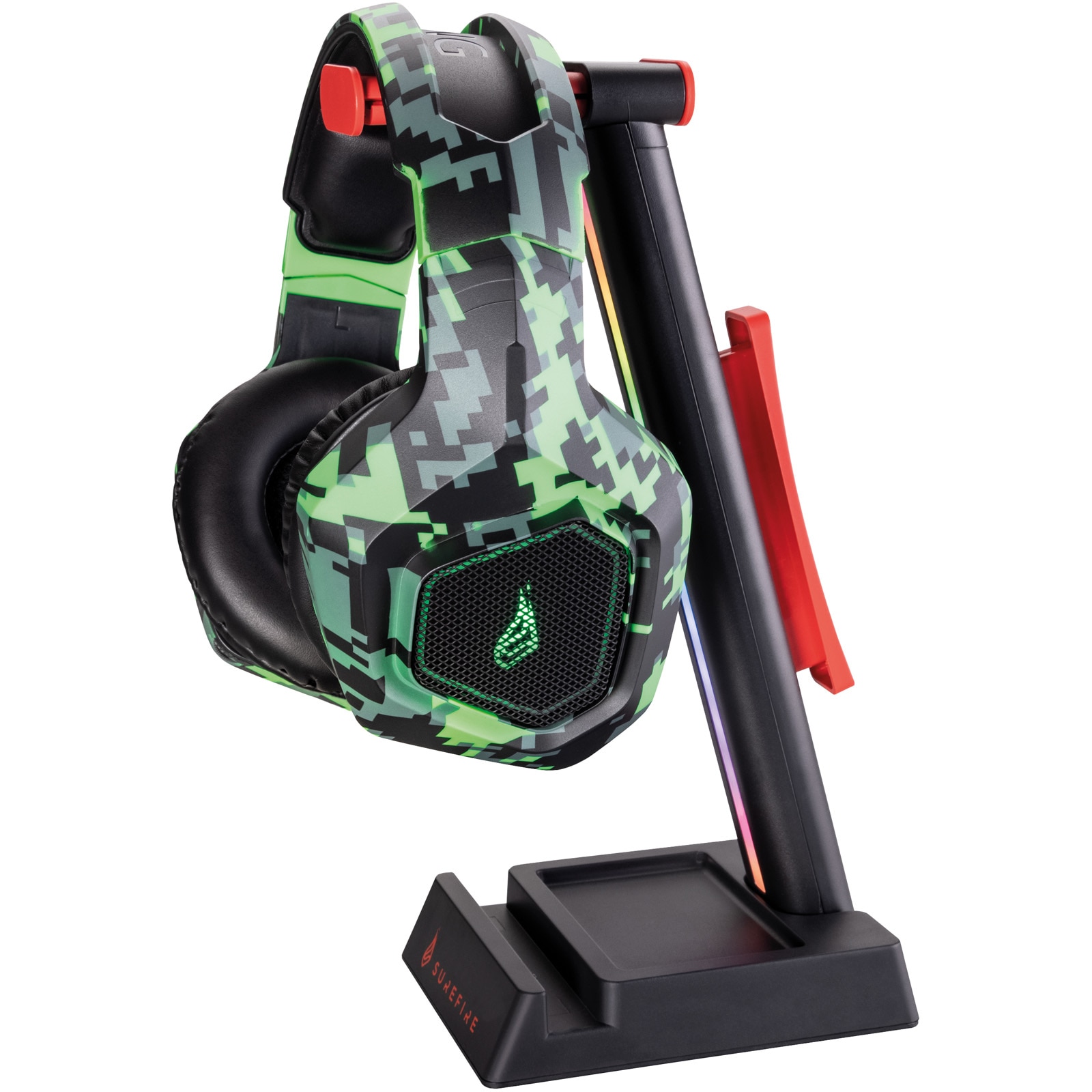 Stand casti gaming, SureFire Vinson N1, iluminare RGB, Negru - eMAG.ro