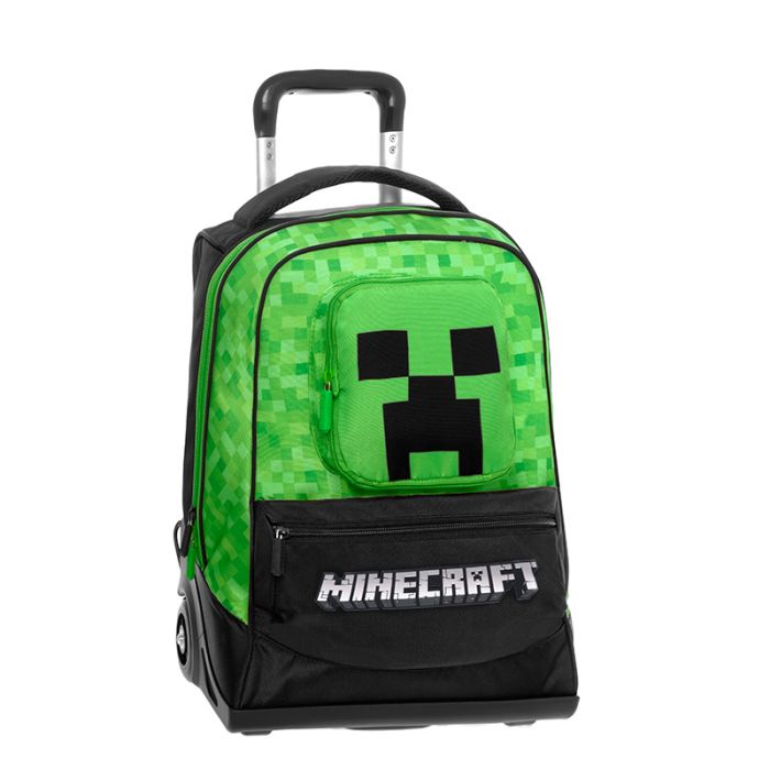 Ghiozdan troler Minecraft Pixels, 36 x 47 x 23 cm, Verde/Negru - eMAG.ro
