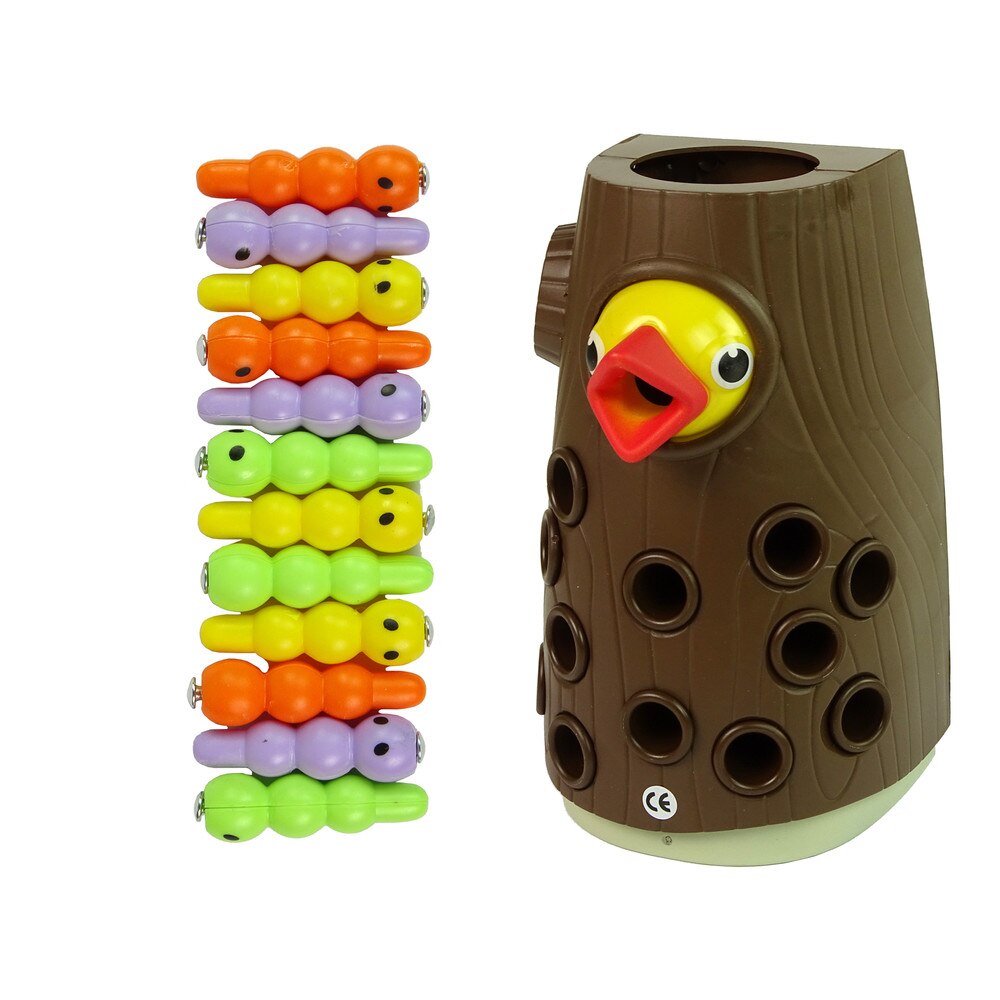 Joc arcade magnetic, Lean Toys- Catch the Worm Feed the Bird Woodpecker ...