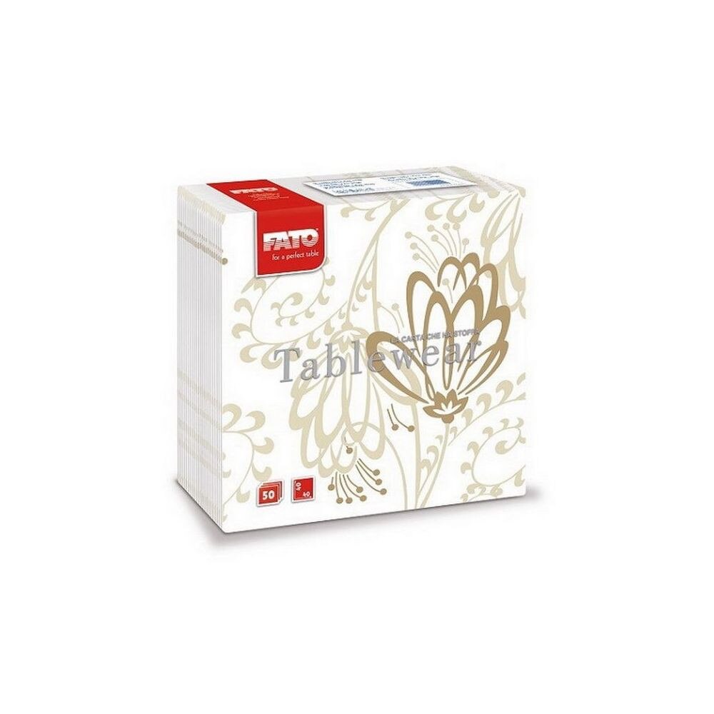 Set 50 x Servetel de masa, Fato, Hartie, 40 x 40 cm, Alb/Bej - eMAG.ro