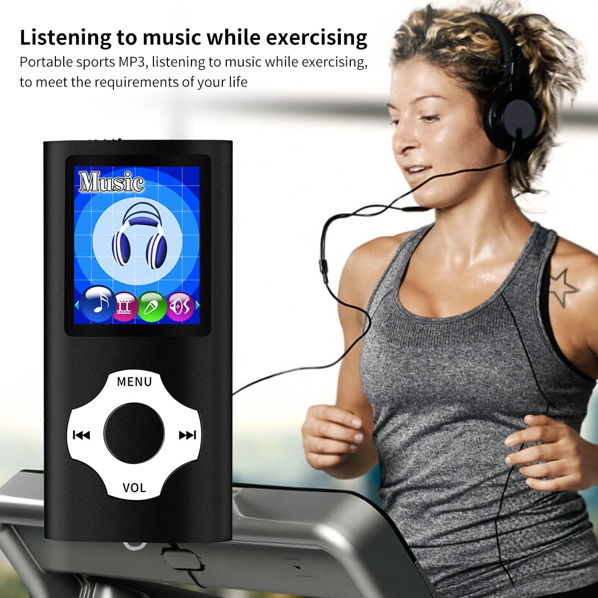 MP3 si MP4 Player 64GB, portabil cu ecran LCD de 1,8 inch si suport ...