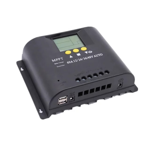 MPPT napelemes vezérlő LCD kijelzővel, 12V/24V/36V/48V, 40A, 7 üzemmód, 6 funkcionális védelem ...