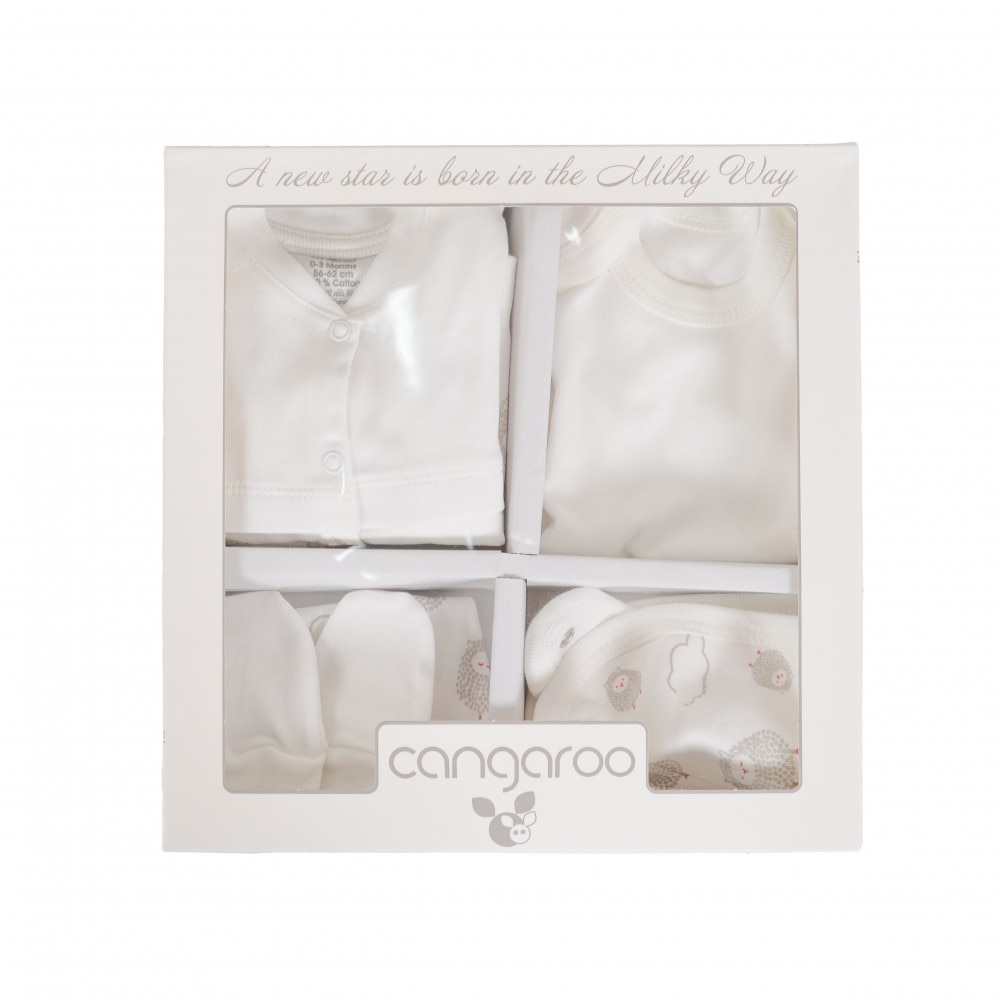Set 6 piese Cangaroo hainute nou nascut Milky Way Ecru Beige - eMAG.ro