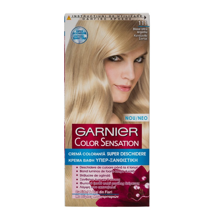 Vopsea de par permanenta cu amoniac Garnier Color Sensation 111 Blond ...