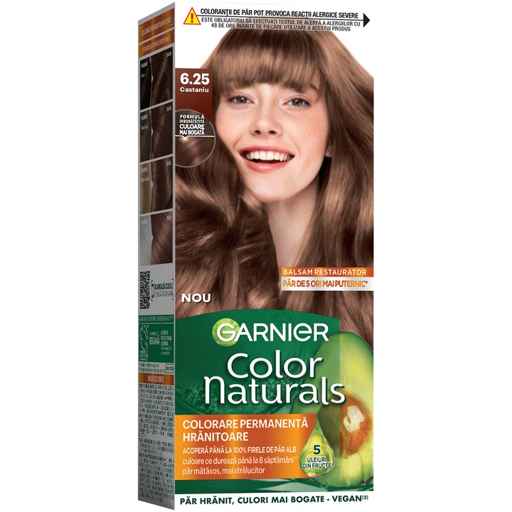 Vopsea de par permanenta cu amoniac Garnier Color Naturals, 6.25 ...