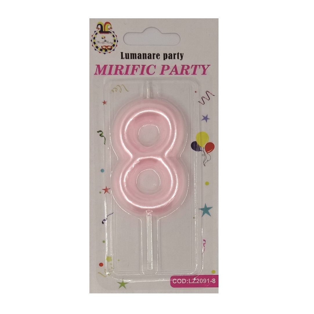 Lumanare tort, cifra 8, Roz Perlat - eMAG.ro
