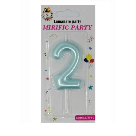 Lumanare tort, cifra 2, Albastru Turquoise - eMAG.ro