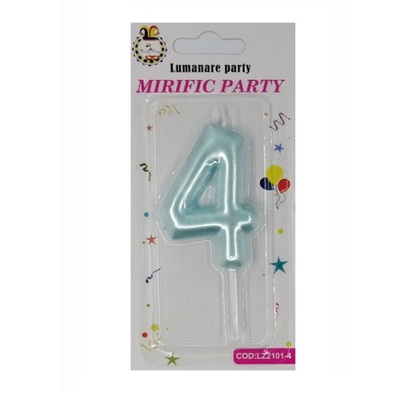 Lumanare tort, cifra 4, Albastru Turquoise - eMAG.ro