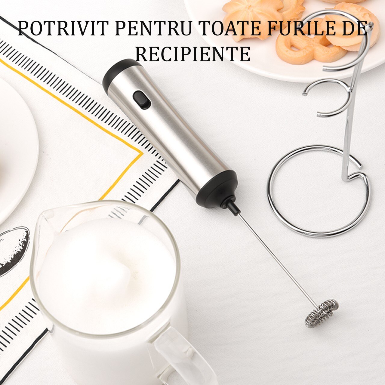 Spumator lapte, Inox/ABS, Incarcare USB, Negru/Argintiu - eMAG.ro