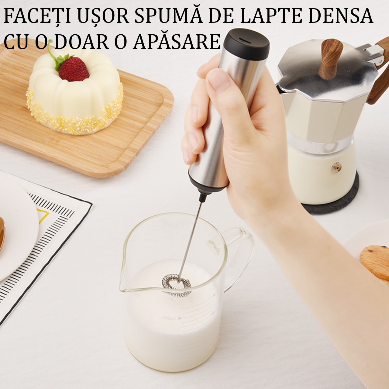Spumator lapte, Inox/ABS, Incarcare USB, Negru/Argintiu - eMAG.ro