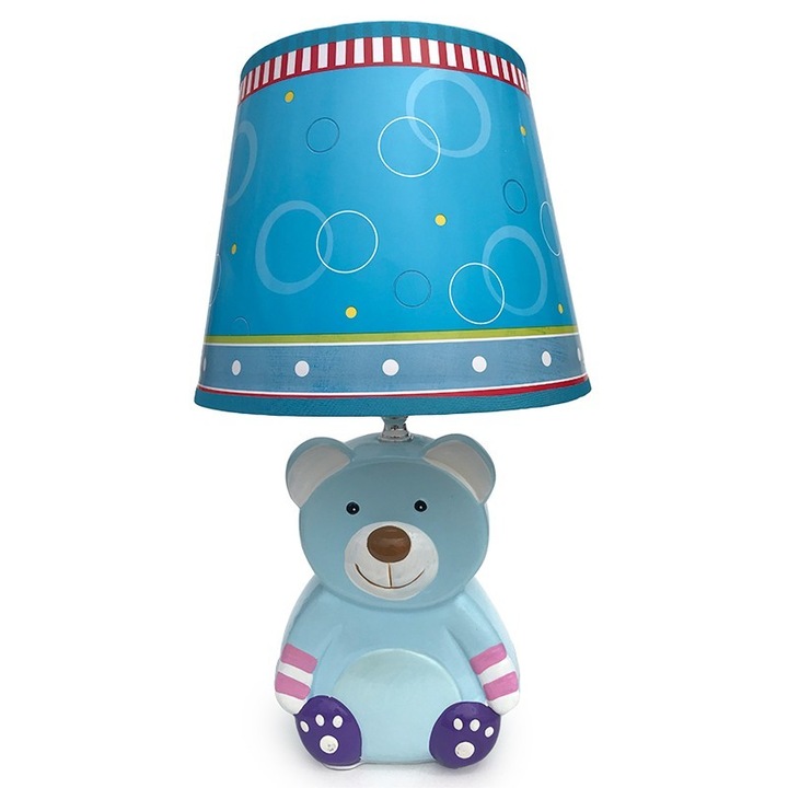 Керамична лампа във формата на мече синя 20x33 см Emag Bg