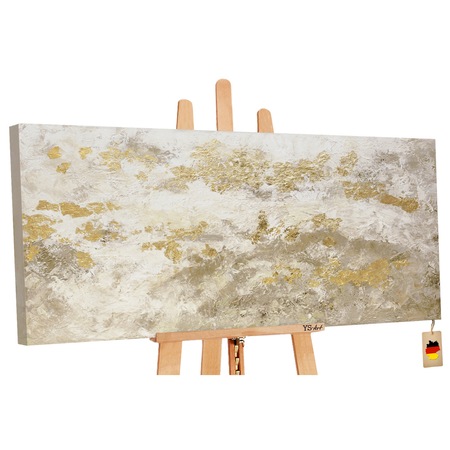 Tablou abstract pictat manual, Aur stralucitor, 120x60cm - eMAG.ro