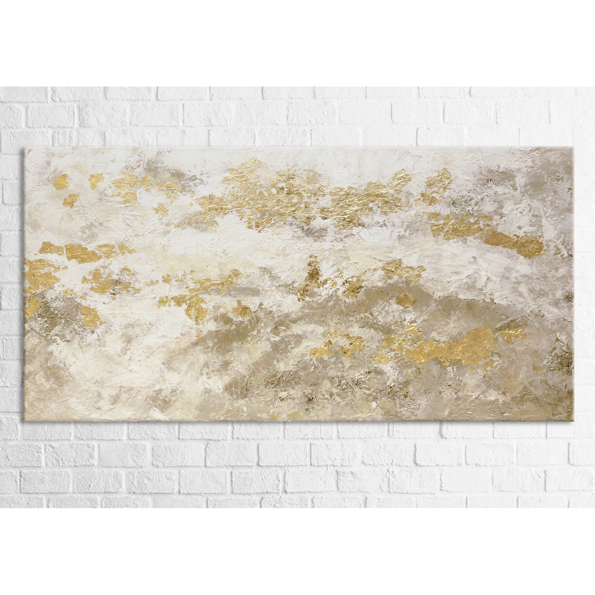 Tablou abstract pictat manual, Aur stralucitor, 120x60cm - eMAG.ro