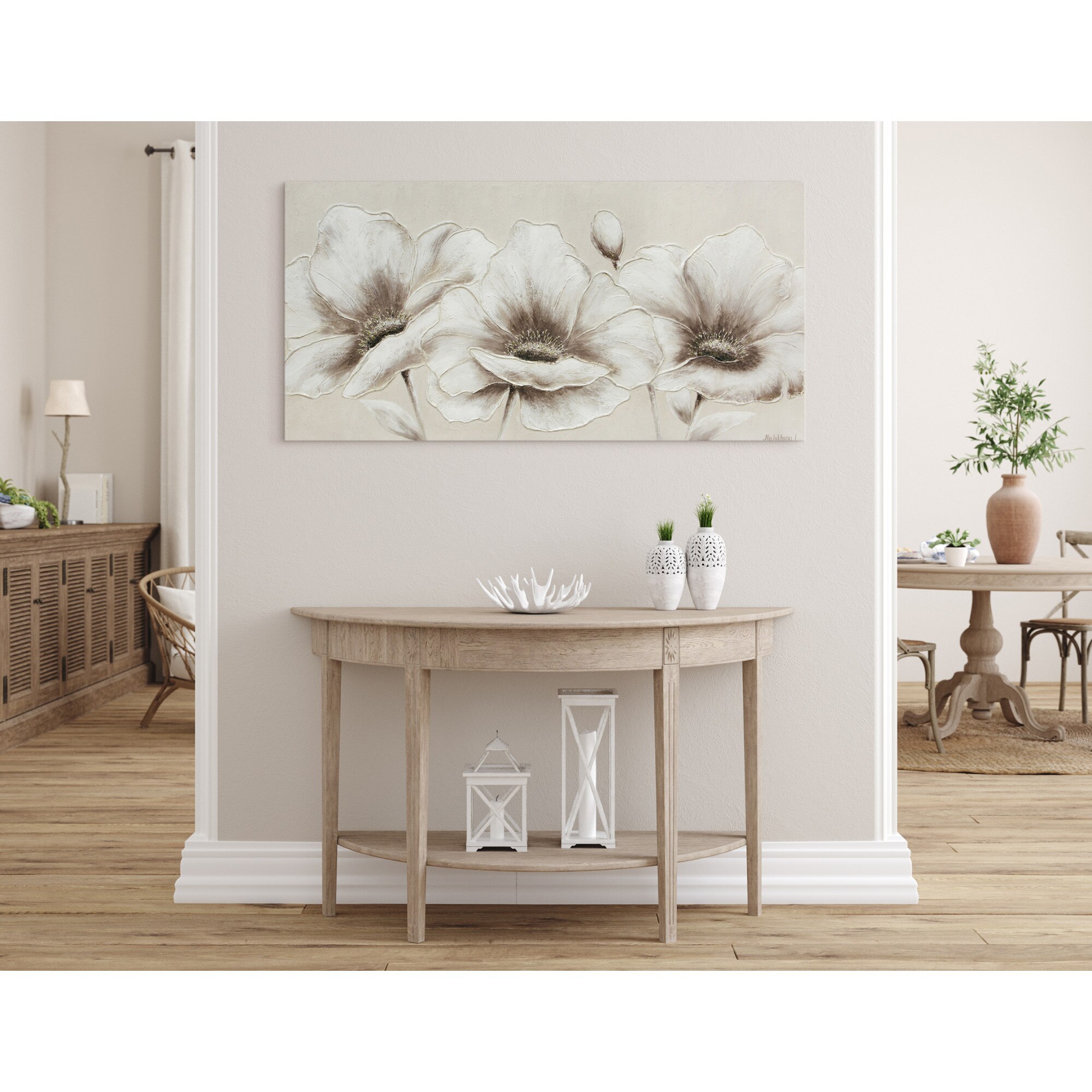 Tablou pictat manual Flori, Flori II, 120x60cm - eMAG.ro