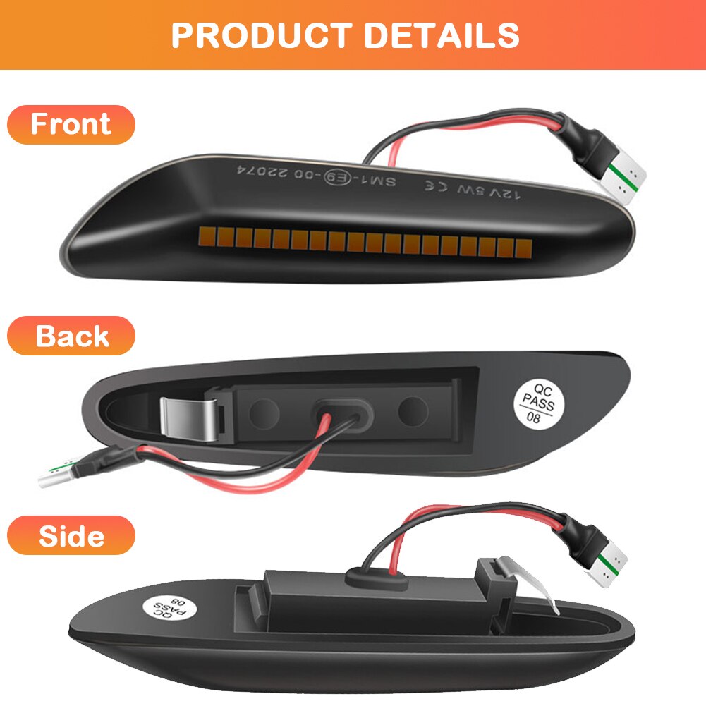 Set 2 lampi semnalizare secventiala, LED, Compatibil cu BMW E46 E36 E90 E91 E60 E61 E87 E88 E92 ...