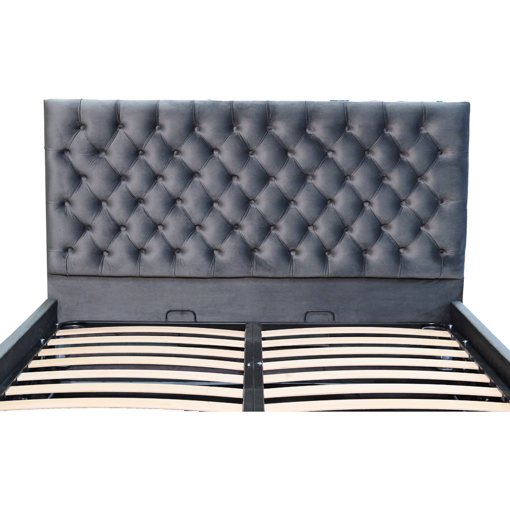 Pat dublu tapitat model Texas, 160/200cm, culoare gri inchis, cu ...