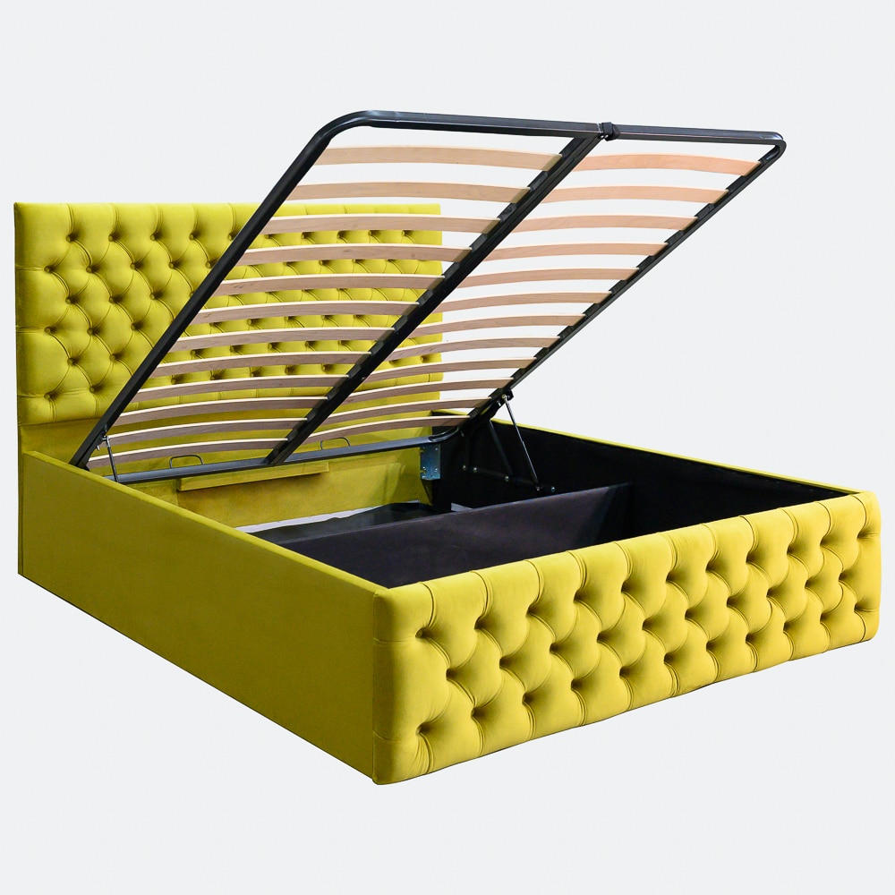 Pat dublu tapitat model Texas, 160/200cm, culoare galben mustar, cu ...