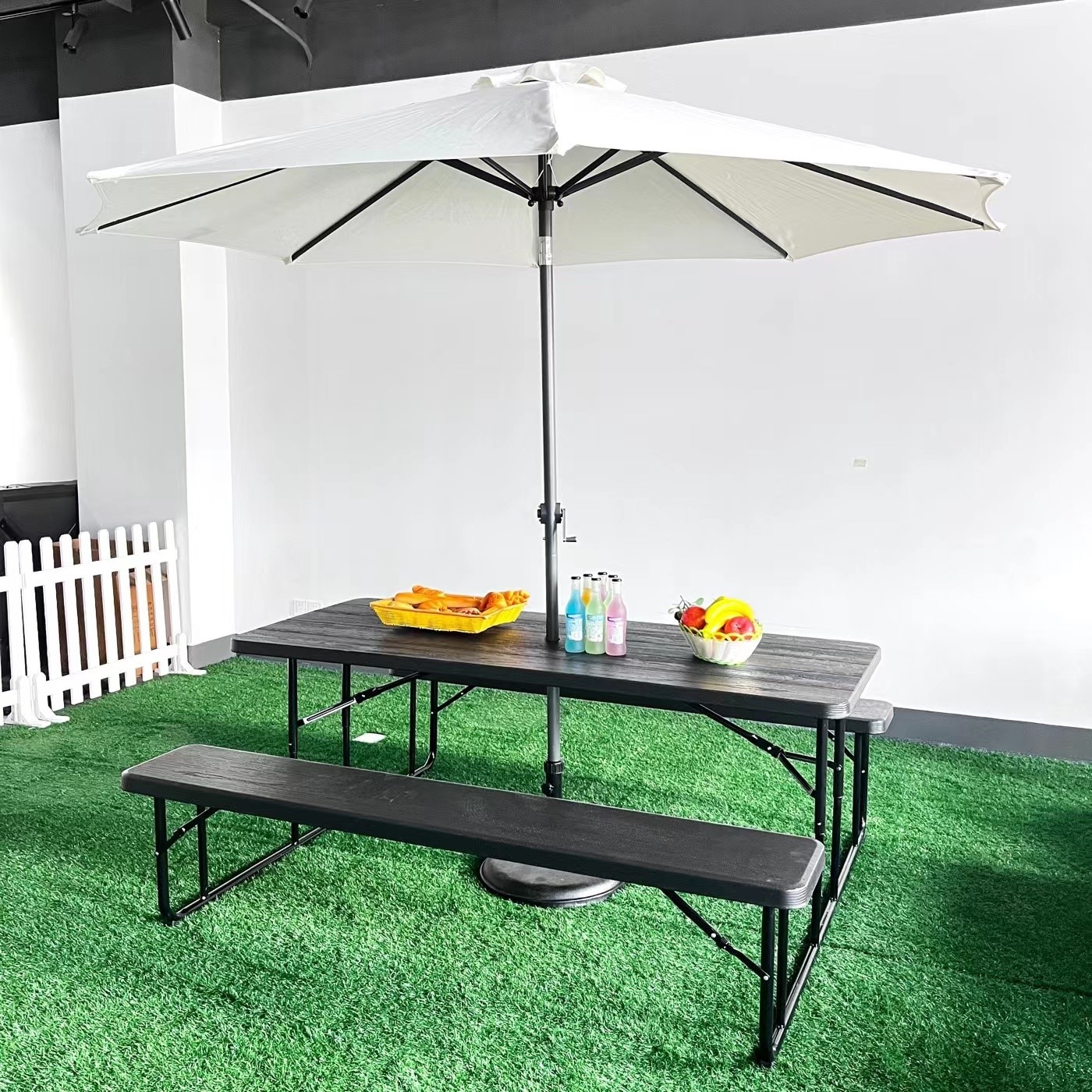 Set, Masa de gradina cu 2 banci, pentru terasa sau curte, pliabila ...