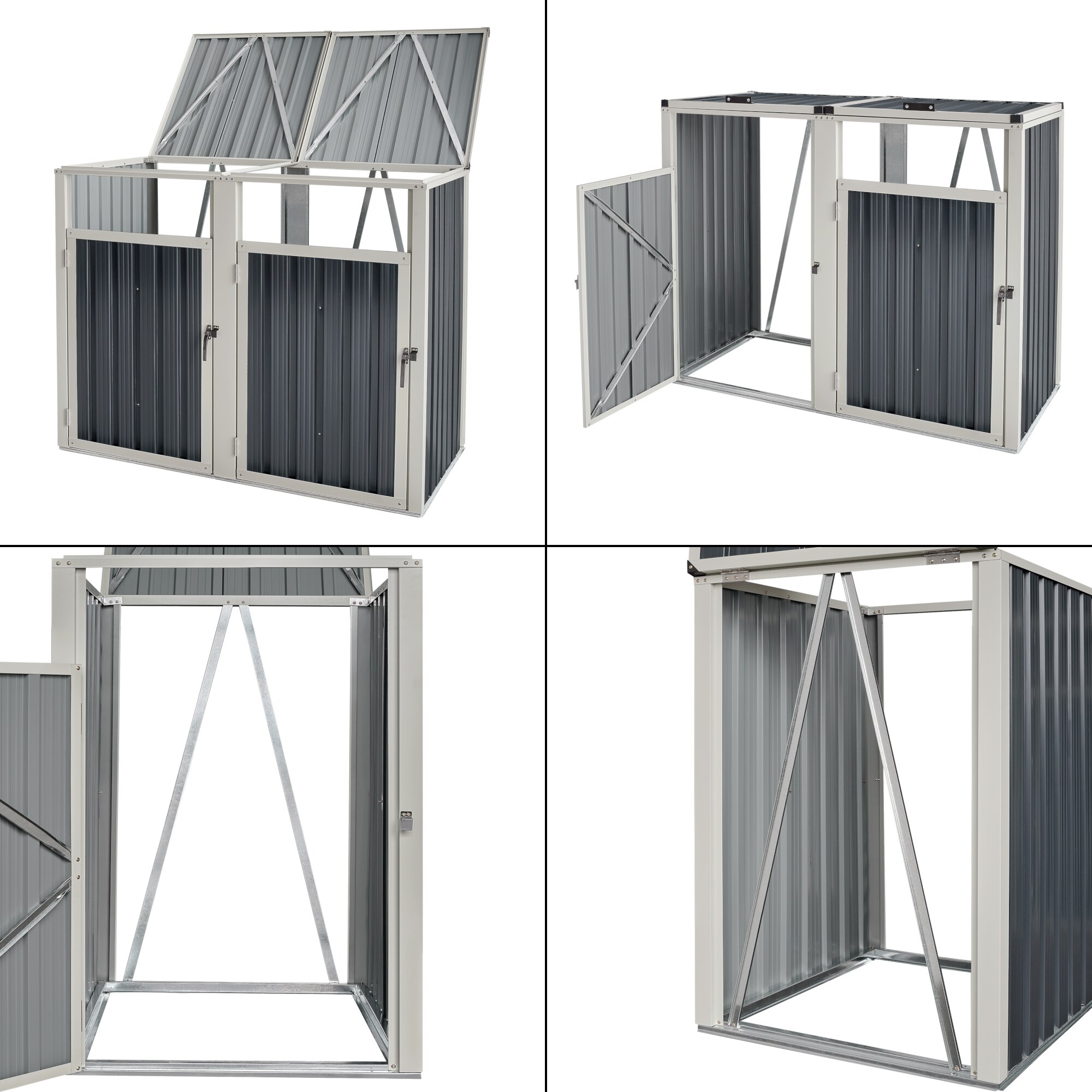 Masca pubela gunoi, pro.tec, Tarbek, 121 x 146 x 82 cm, otel, gri ...