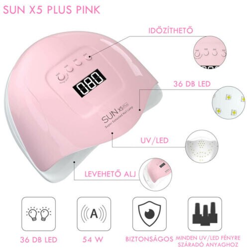 SUN x5 Plus UV/LED лампа за нокти Pозов 54W - eMAG.bg