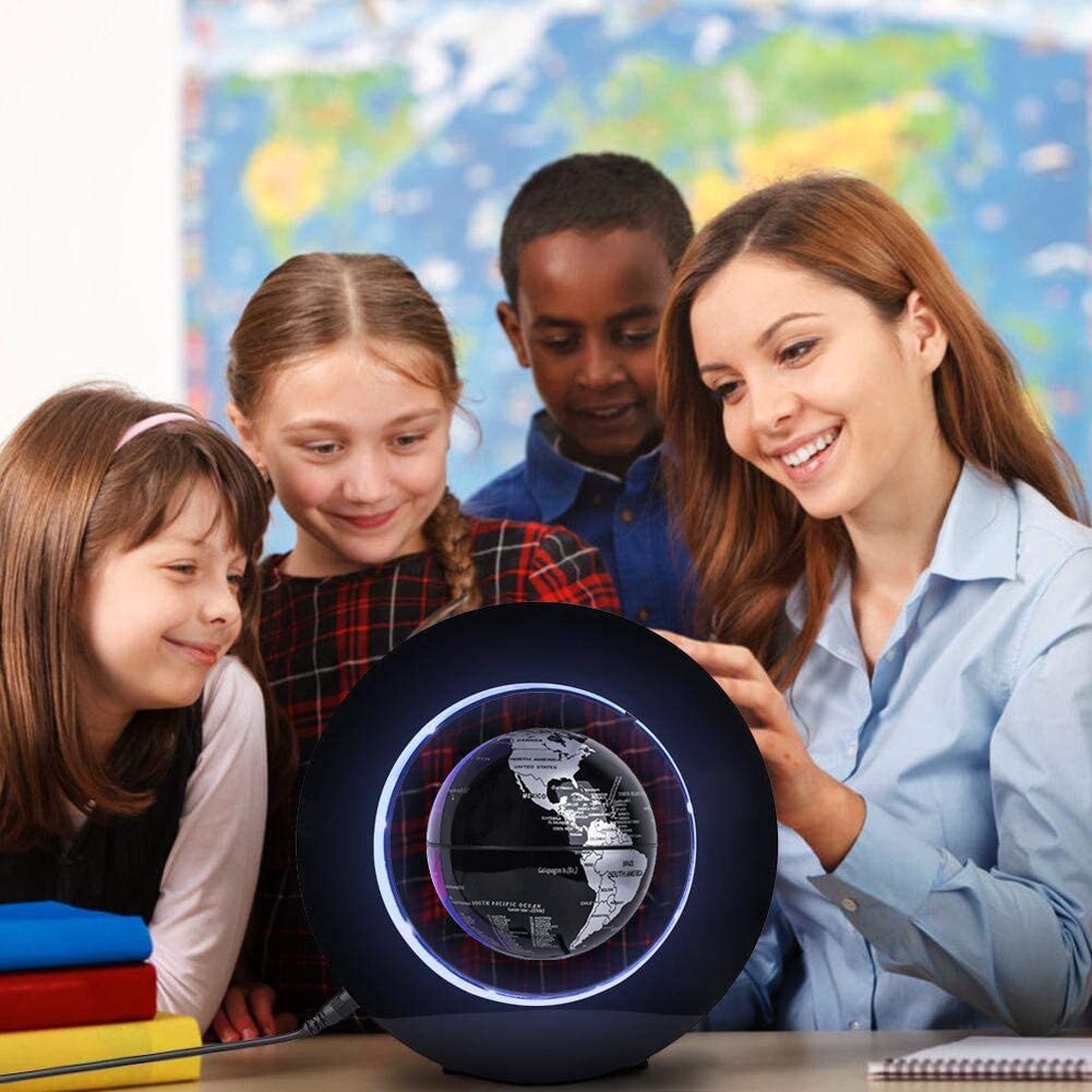 Glob pamantesc magnetic plutitor cu iluminare LED, awwaline, negru ...