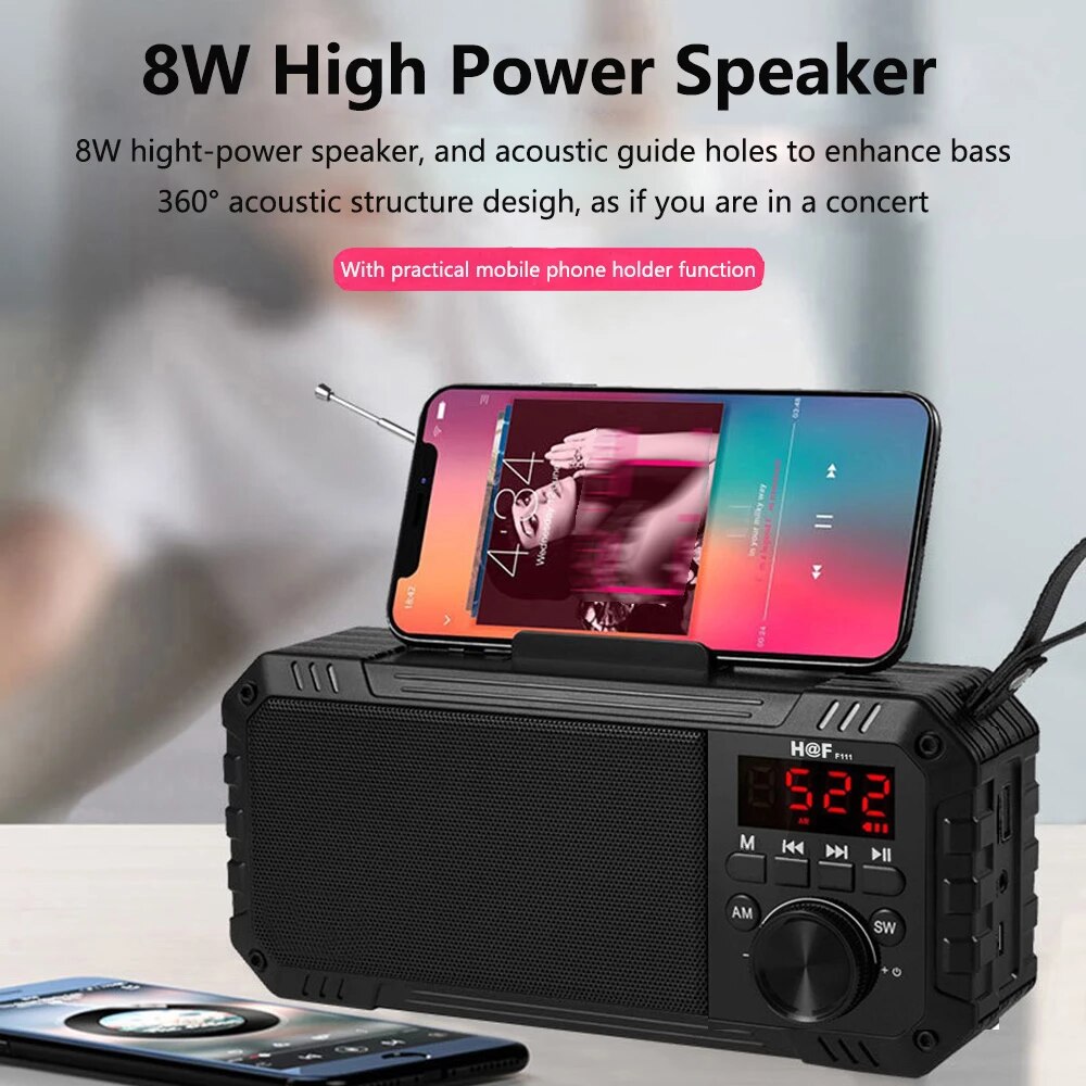 Boxa Portabila Cu Bluetooth, usb, TF, AUX, Radio FM/AM/SW, functie ...