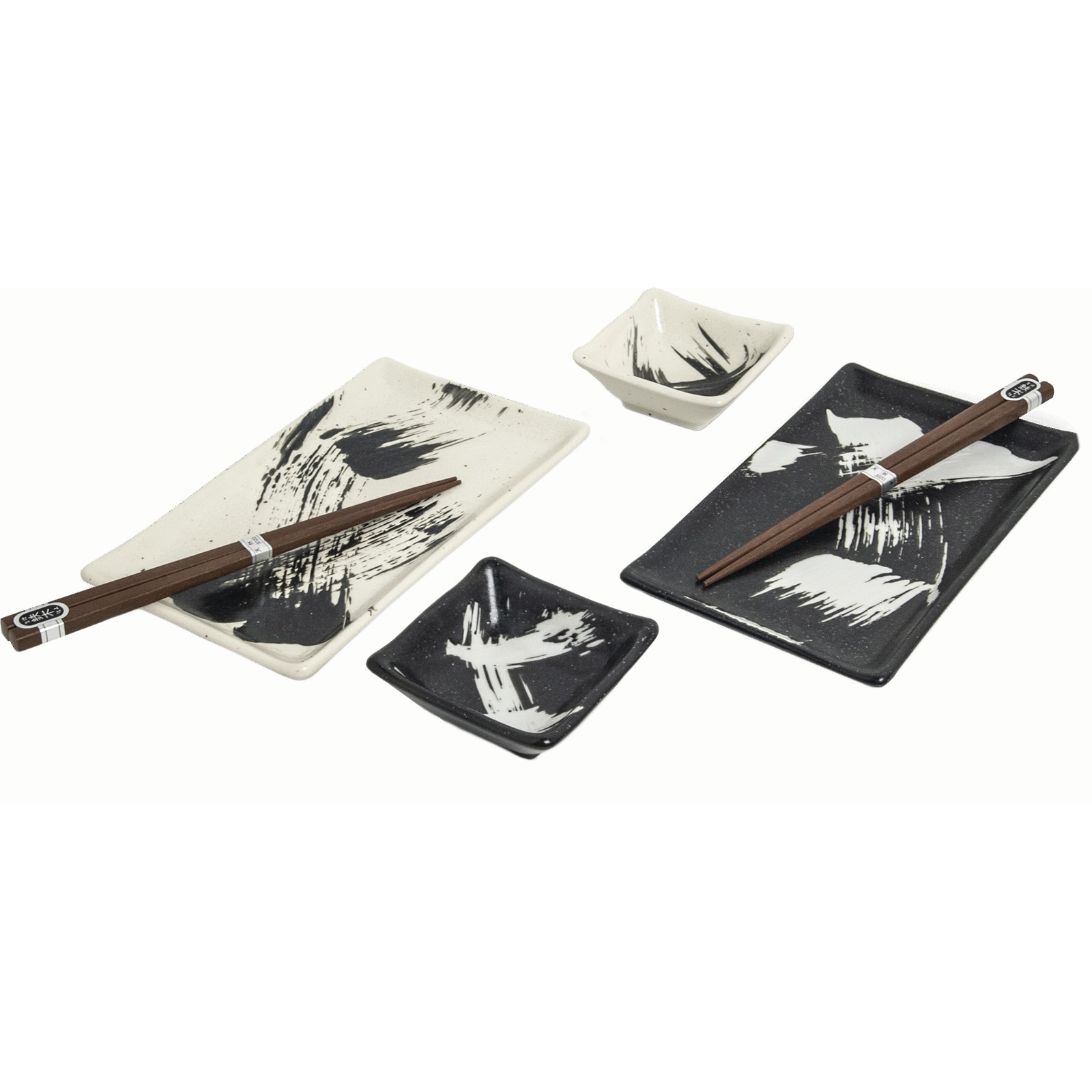 Set sushi din 6 piese pentru 2 persoane, Black and white - eMAG.ro