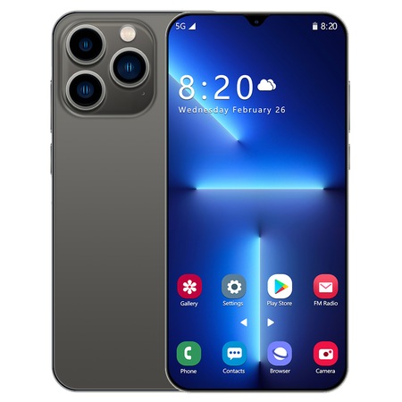 OEM i13 Pro Max mobiltelefon, Dual SIM, 64 GB, 4 GB RAM, 4G, 6,7 hüvelykes, fekete - eMAG.hu