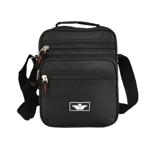 Geanta barbati, 18/20/5 cm, Textil, Negru - eMAG.ro