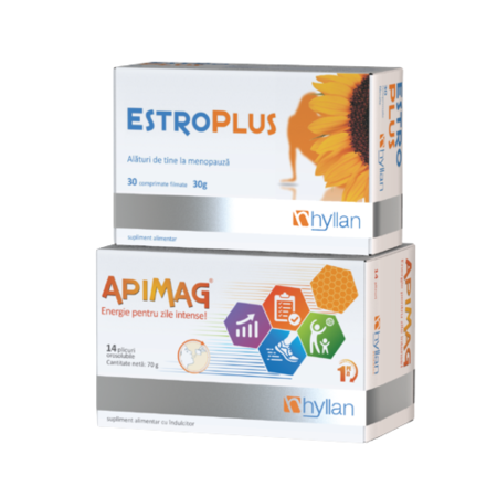 Pachet Estroplus 1 x 30 comprimate, pentru menopauza si Apimag 1 x 14 ...