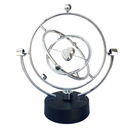 Decoratiune perpetuum mobile din plastic cu sfere si cercuri, M2, 22x25 ...