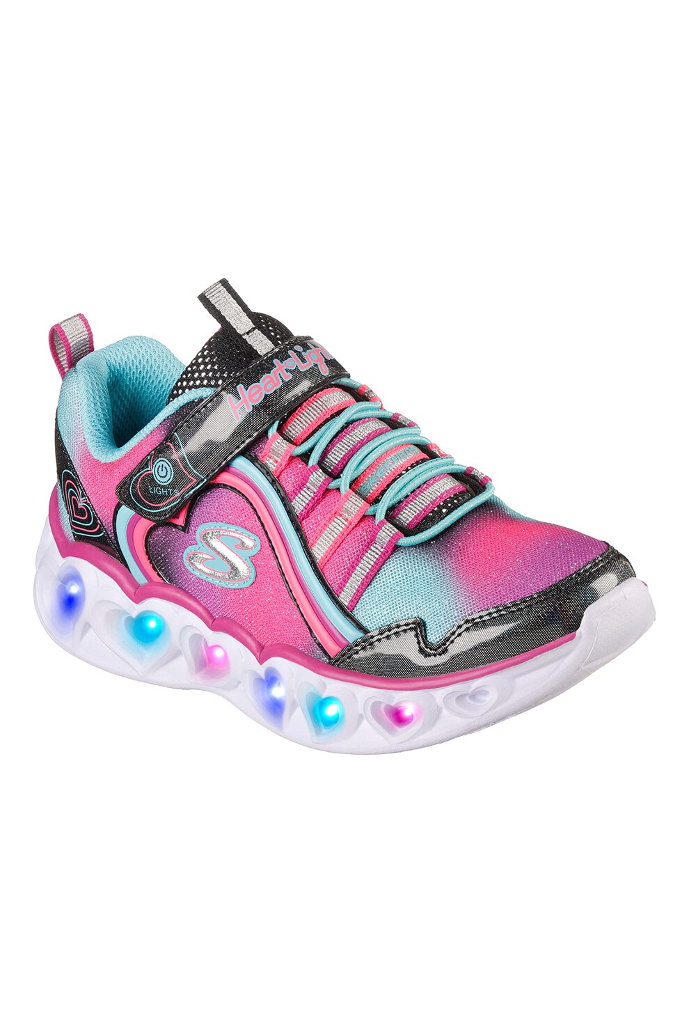 Skechers, Спортни обувки Rainbow Lux с велкро и Led светлини, Аквамарин ...