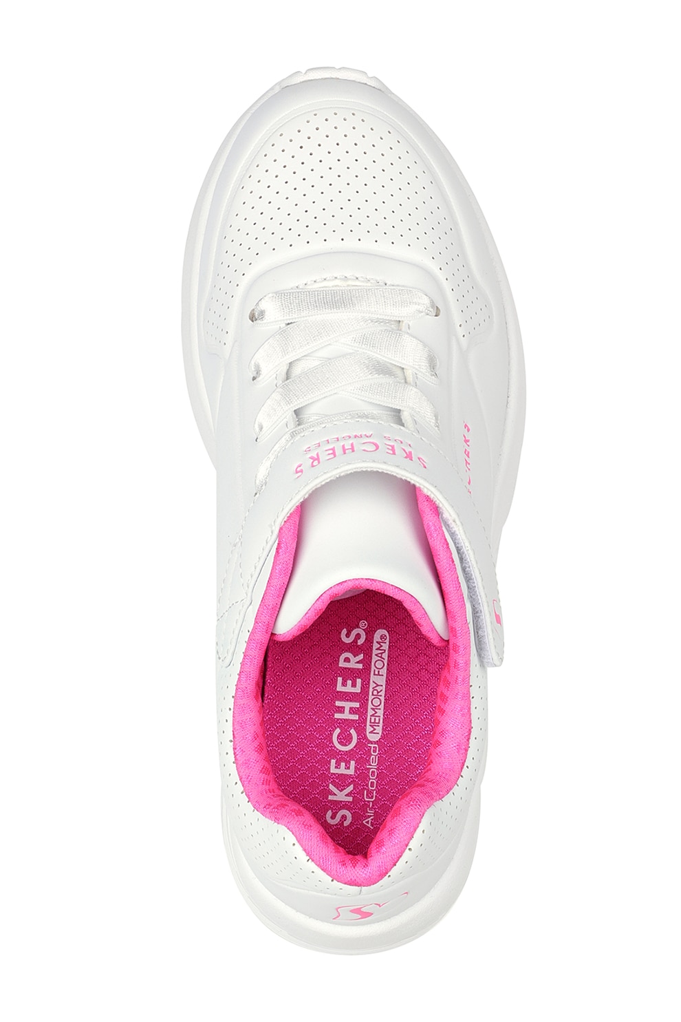 Skechers, Pantofi sport din piele ecologica cu velcro Uno Lite, Alb, 35 EU - eMAG.ro