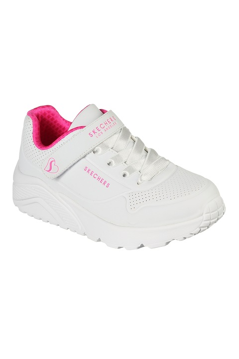 Skechers, Pantofi sport din piele ecologica cu velcro Uno Lite, Alb, 32 EU - eMAG.ro
