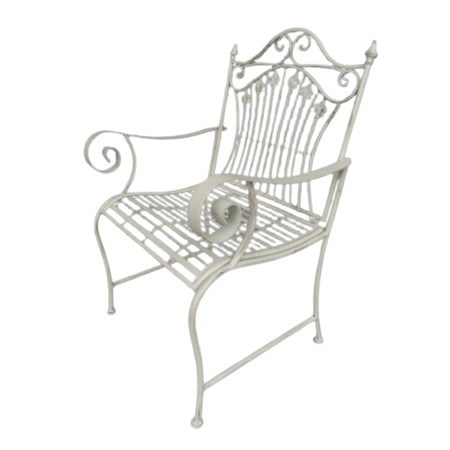 Scaun de terasa, fier forjat, alb antic - eMAG.ro