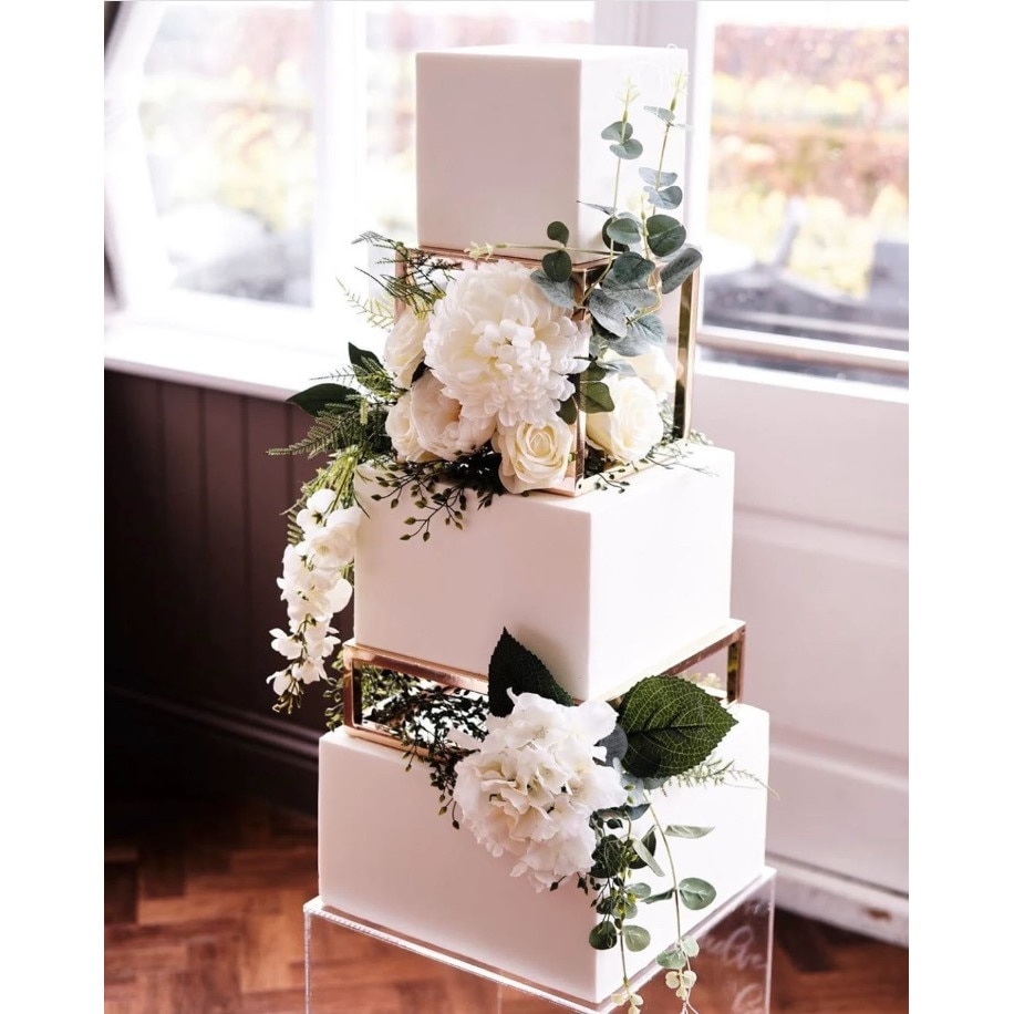 Separator pentru tort Dreptunghi metalic auriu, 25x25x7.5 cm, Prop ...