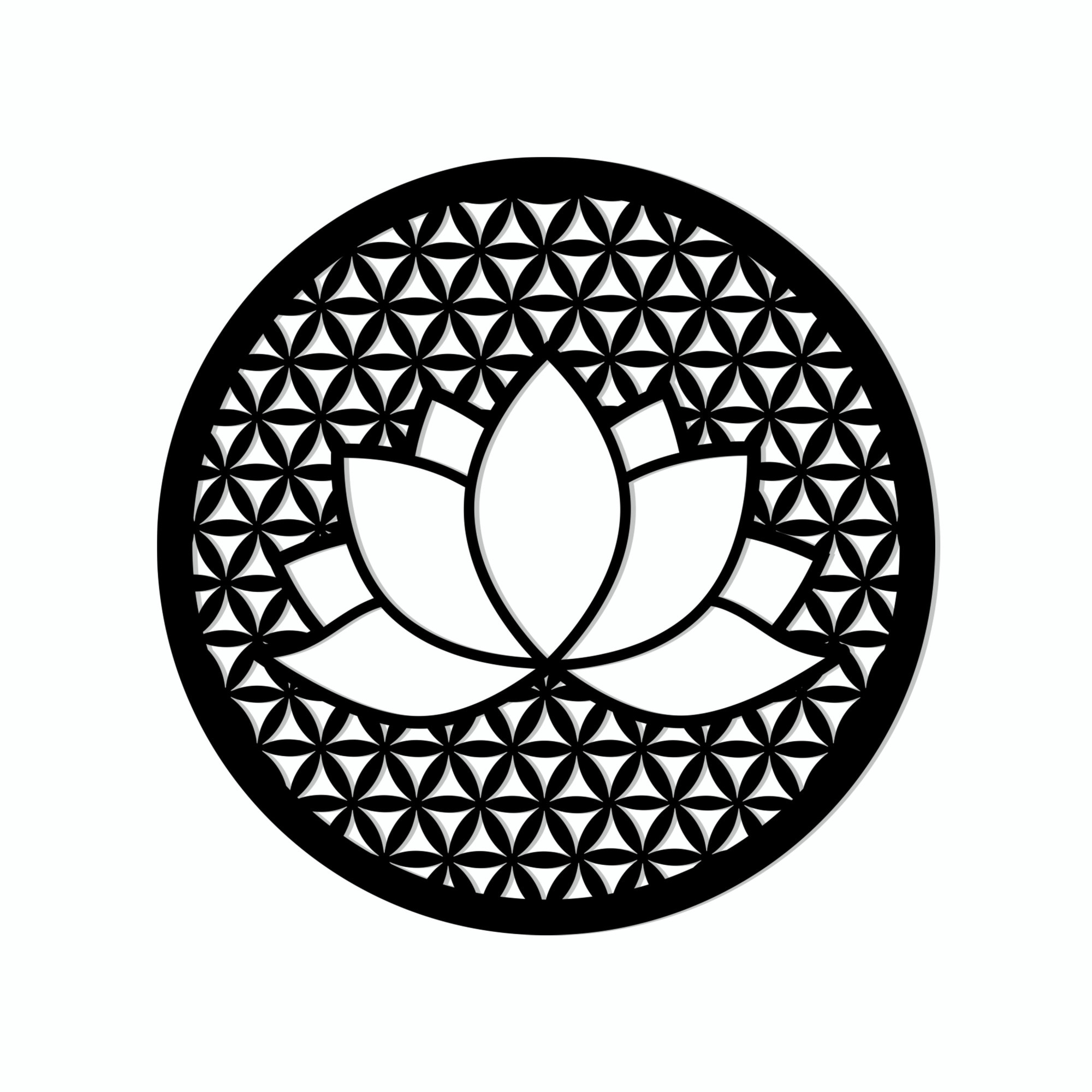 Decoratiune Floarea Vietii & Floare de Lotus 02, 50CM x 50CM, HDF ...