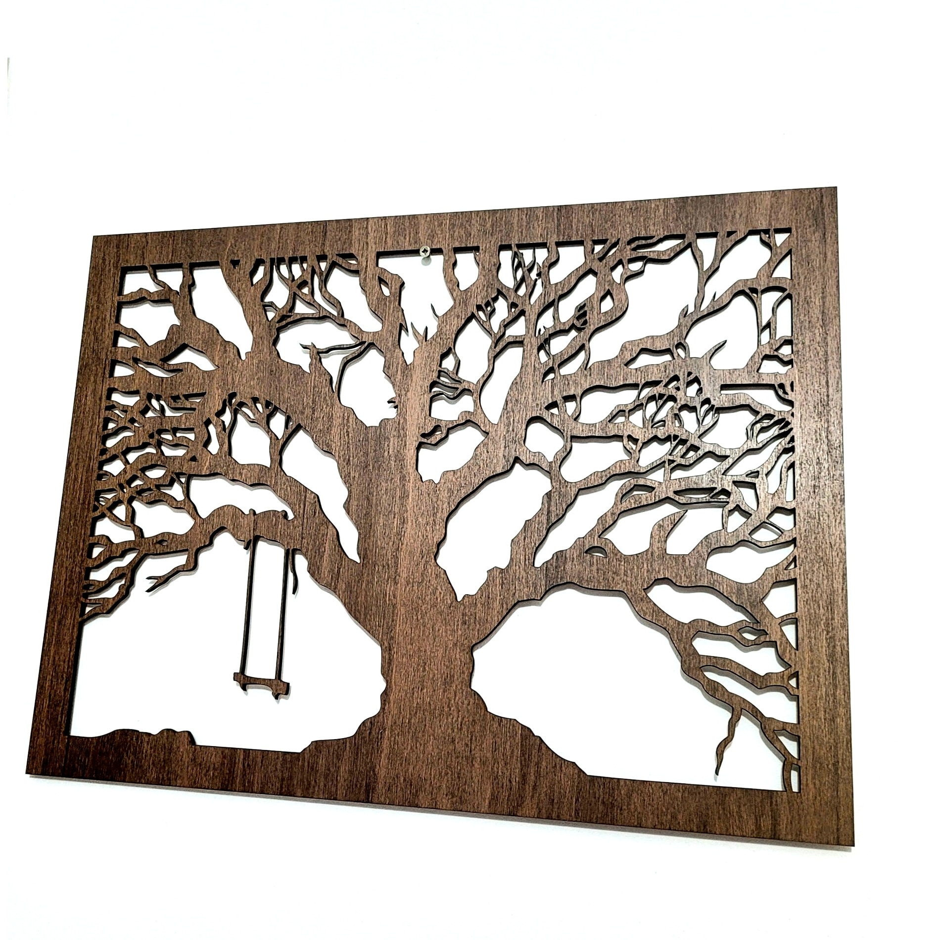 Tablou Traforat Arbore cu leagan, MDF Furniruit, 30cm x 40cm - eMAG.ro